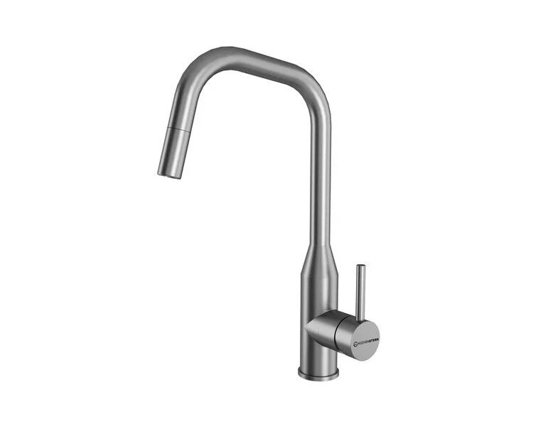 Смеситель для кухни KUCHENSTERN Fila-S 411SS40 с поворотным изливом, матовый, однорычажный, нержавеющая сталь, с керамическим картриджем