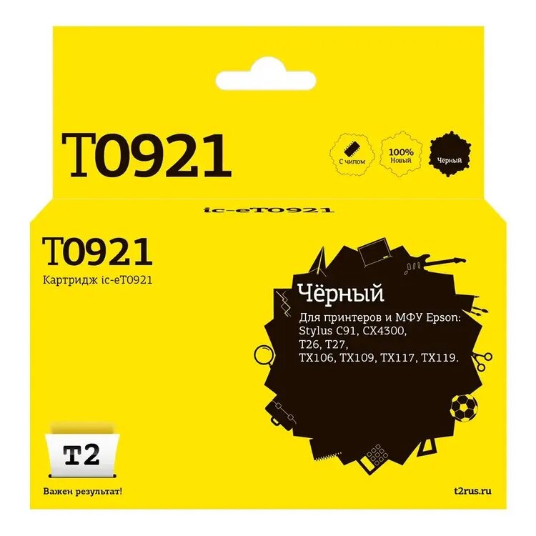 Картридж T2 C13T09214A, C13T0921/T1081, черный / IC-ET0921