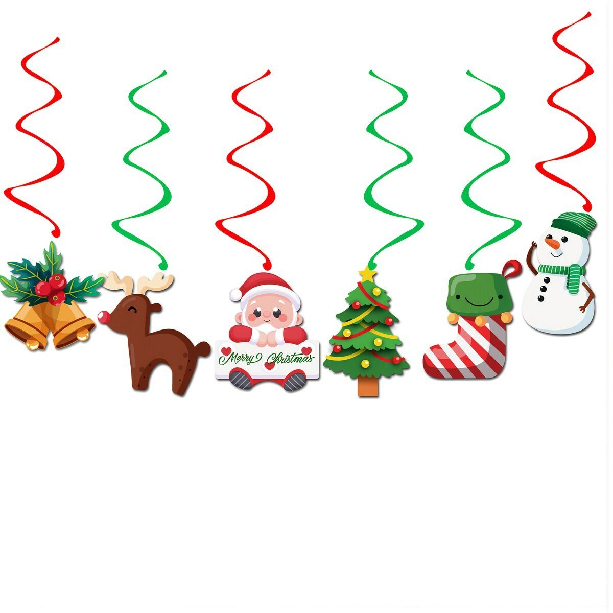 Легко монтируемые рождественские украшения баннер с надписью Merry Christmas спиральные подвески для быстрого оформления помещения, 6 шт. Рождественские спирали (старая модель)