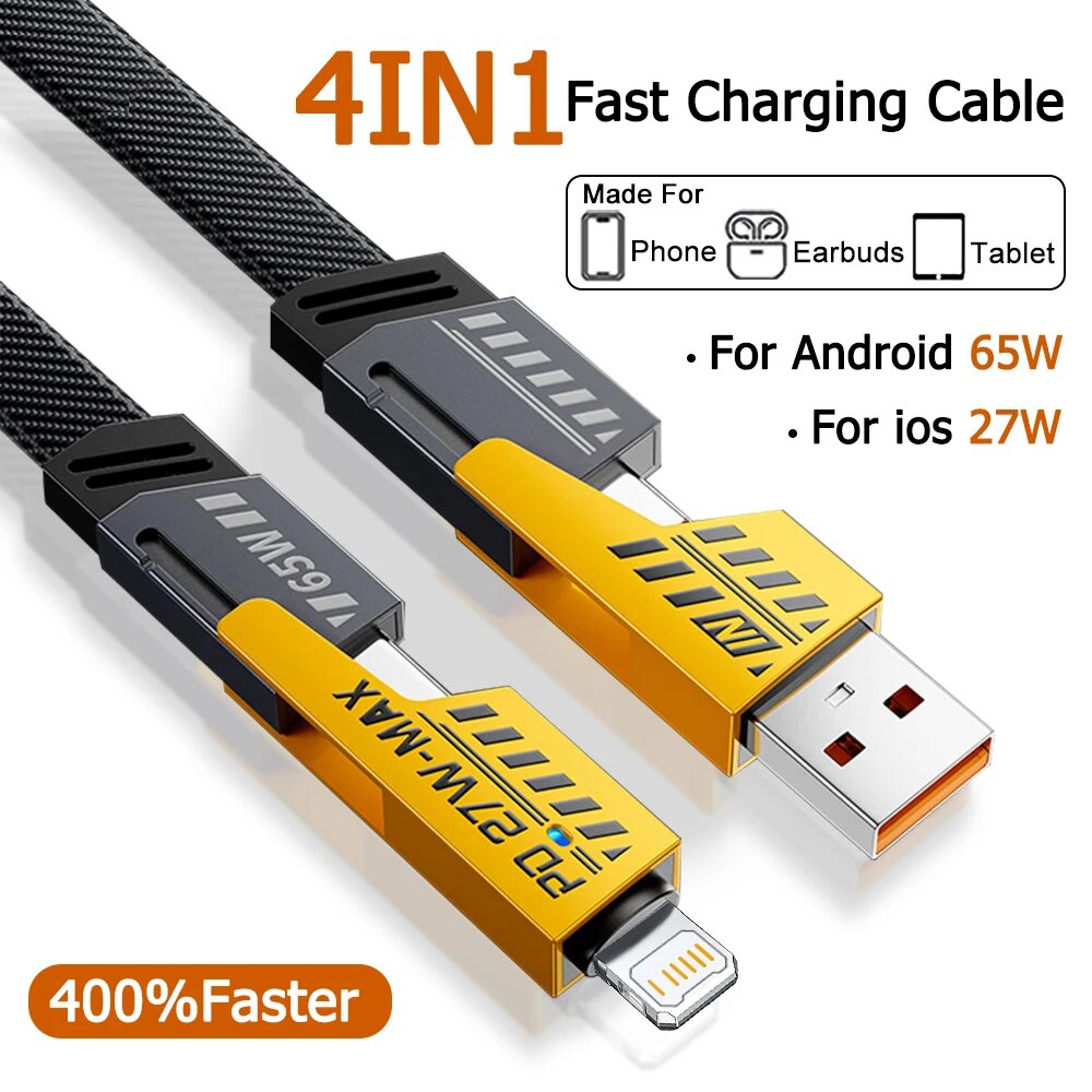 65 Вт Mecha стиль быстрой зарядки USB кабель для Apple iPhone 13 14 12 11 15 17 Air 16 Pro Max 1.5m
