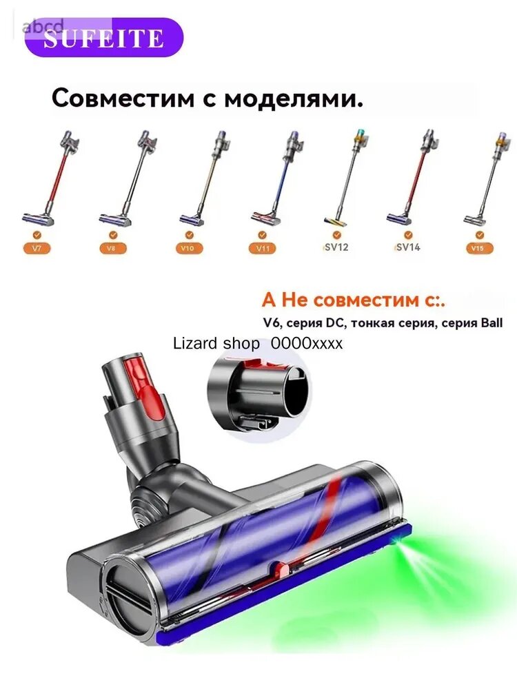 Цзинъянь-Щетка для пола для пылесосов Dyson V7 V8 V10 V11 V15 Турбо-щетка для ковров, ковровых покрытий, ламината, паркета и плит