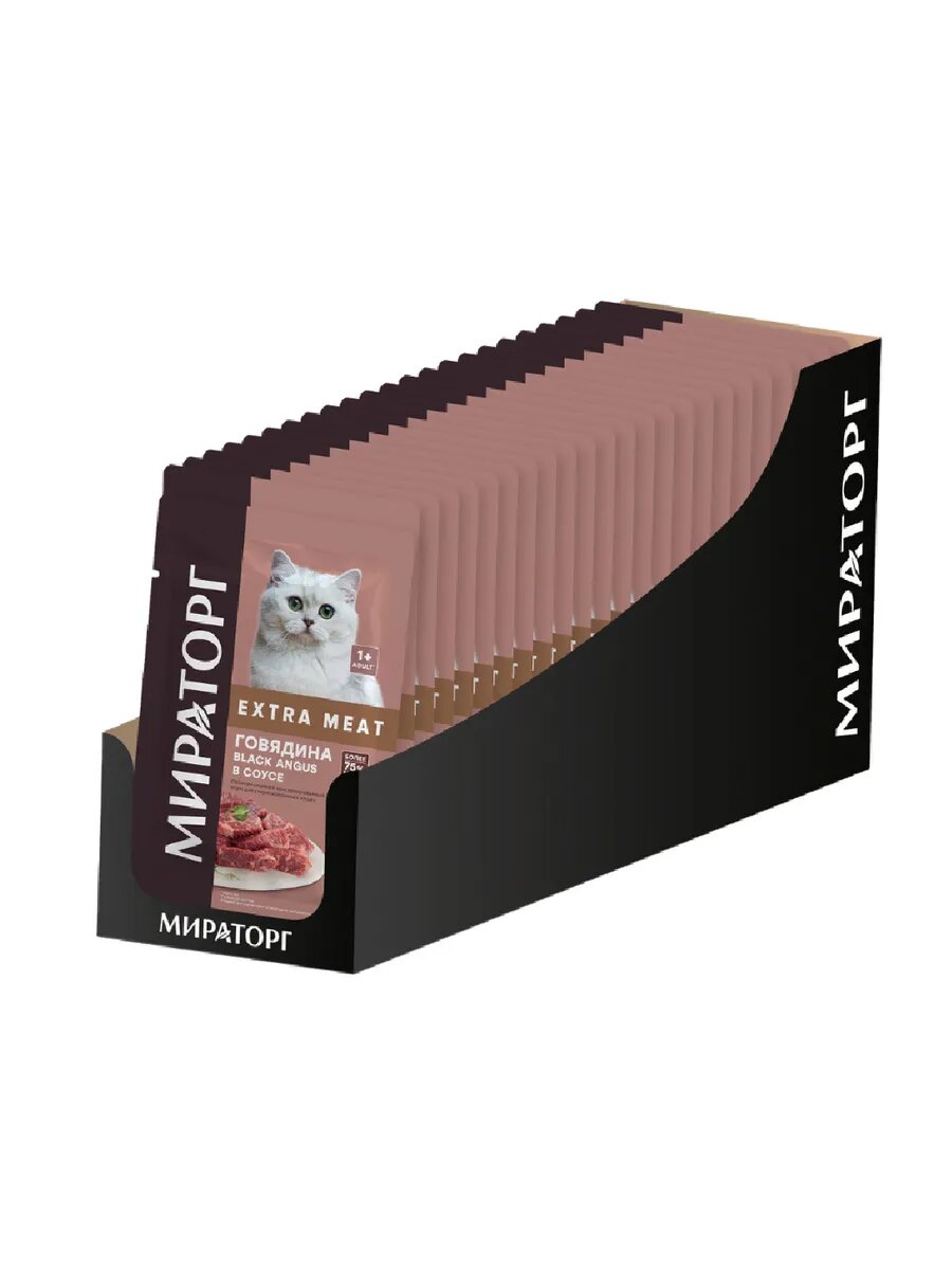 Мираторг Корм Winner Extra Meat с говядиной для кошек, 75 г, 28 шт