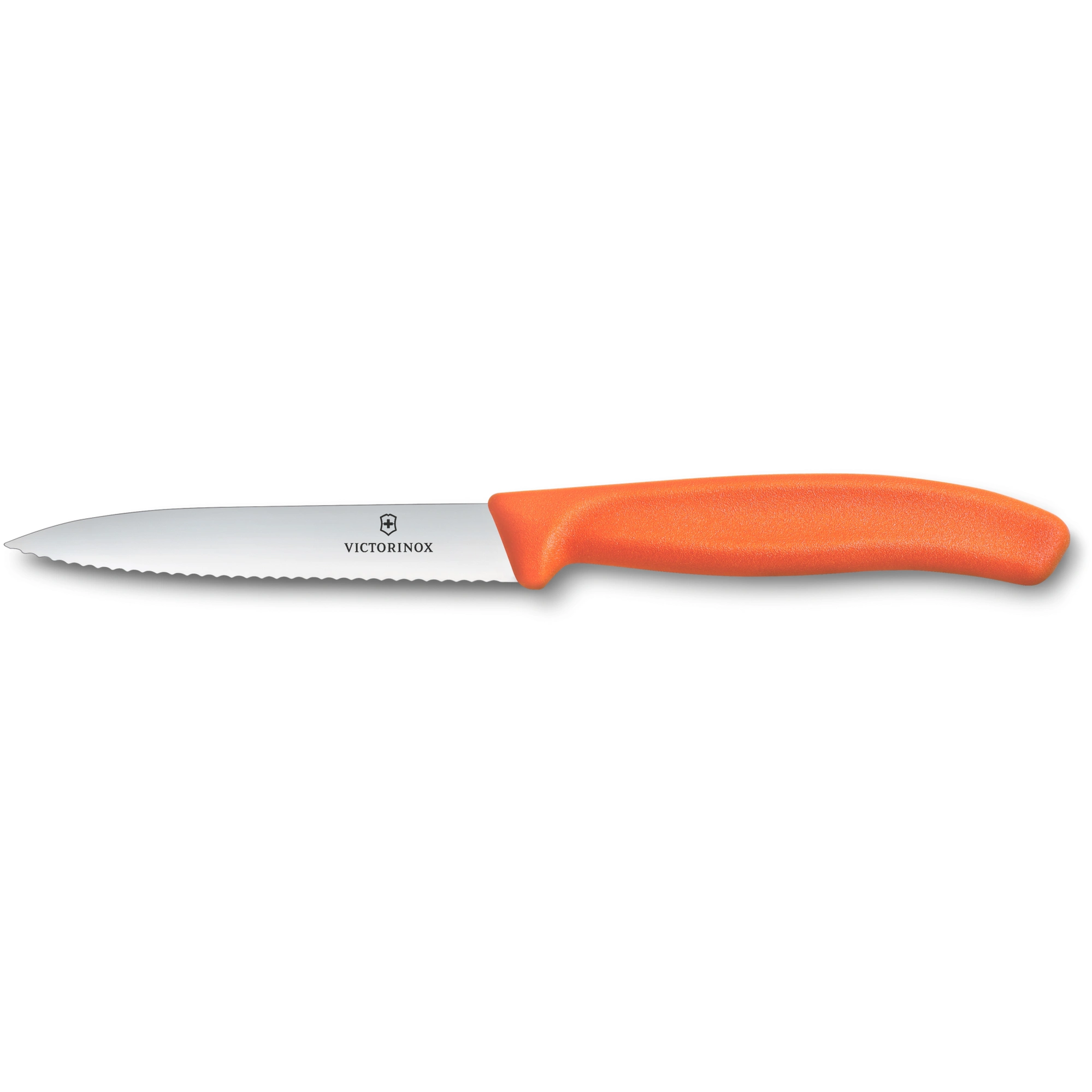 Нож кухонный Victorinox Swiss Classic (6.7739. C1) стальной универсальный для чистки овощей и фруктов лезв.100мм серрейт. заточка оранжевый