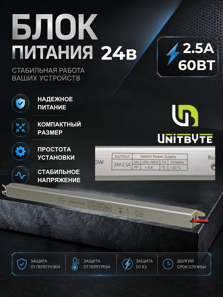 Блок питания SLB/24V/60W/2.5A/IP20/тонкий