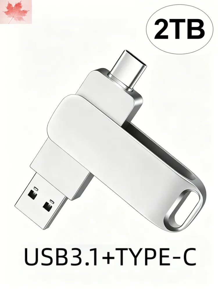 USB 2 в 1, USB 3.1 + Type-C флеш-накопитель 2 ТВ