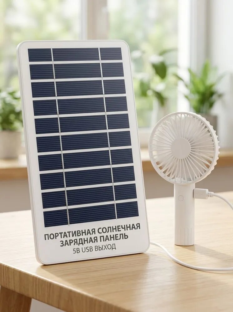 Солнечное зарядное устройство, 5V 2W, с USB-портом, для маломощных устройств