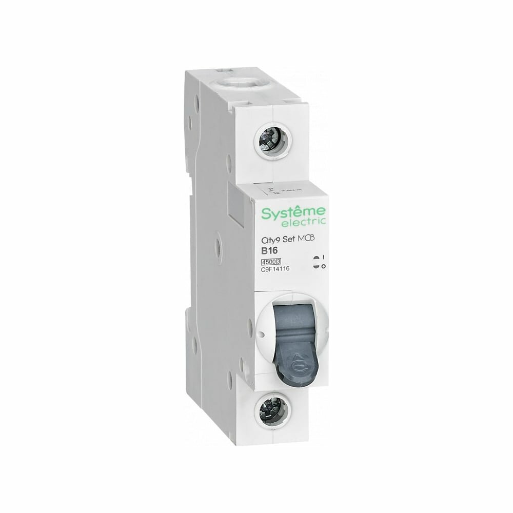 Автоматический выключатель Systeme Electric City9 set ав b, 16 А, 1 Р, 4.5 kА, 230 В (ранее EZ9F14116) C9F14116