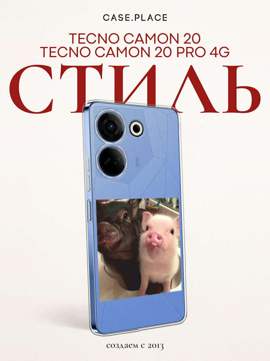 Чехол на Tecno Camon 20/20 Pro 4G / Текно Камон 20/20 Про 4G с принтом Два поросенка, прозрачный