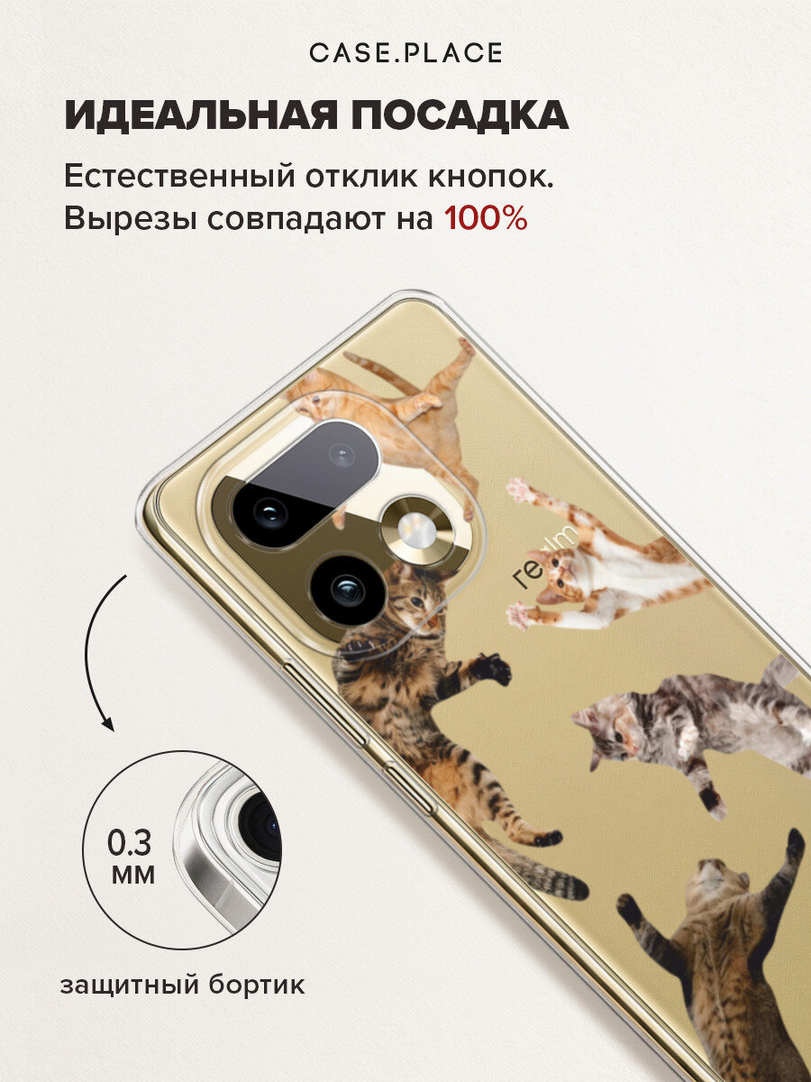 Чехол на Realme 16 Pro+ / Реалми 16 Про+ с принтом Смешные коты — фото 1
