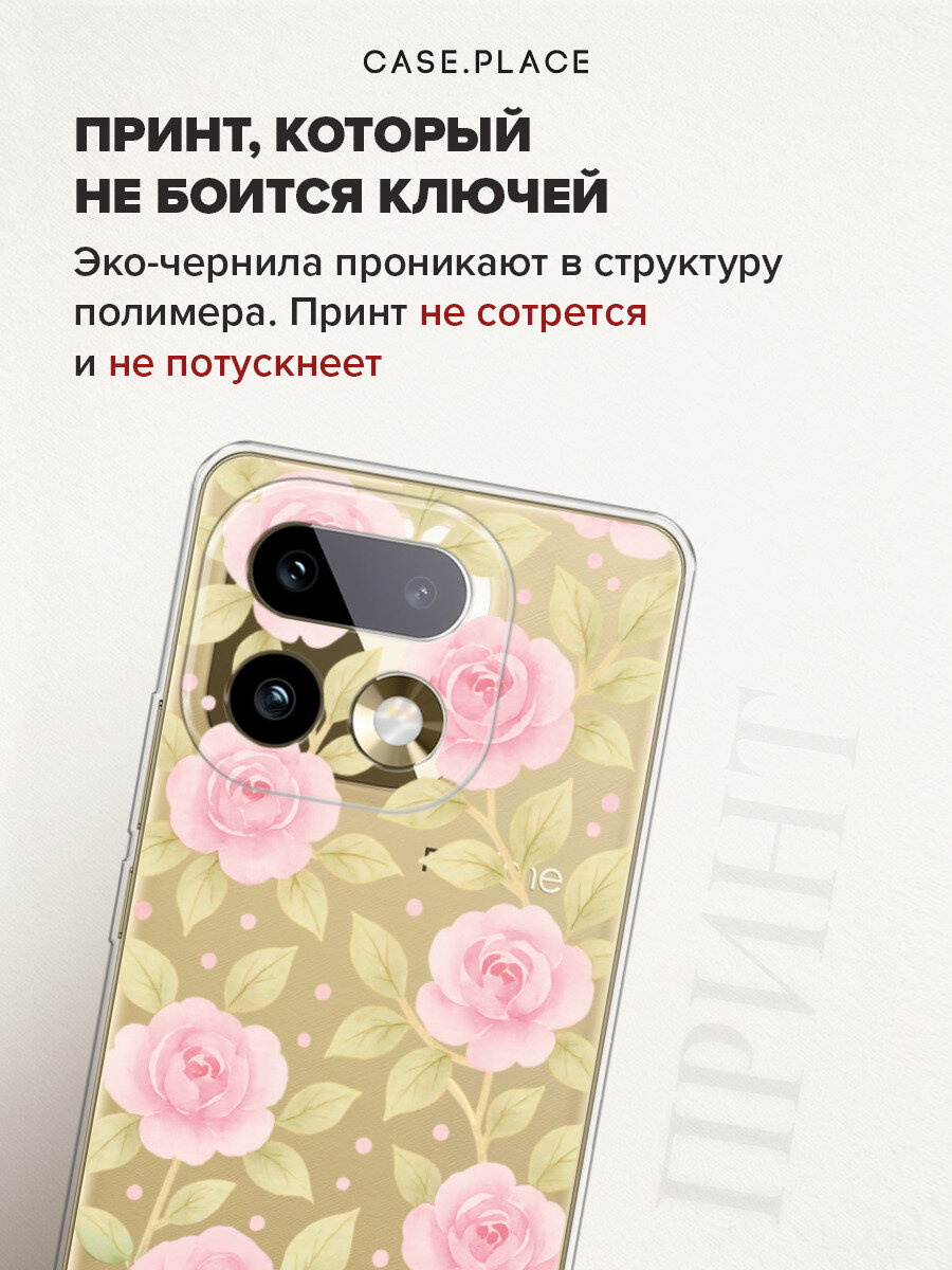 Чехол на Realme 16 Pro+ / Реалми 16 Про+ с принтом Акварельные розовые розы — фото 1