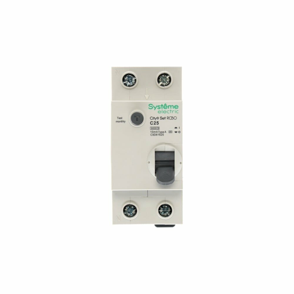 Автоматический выключатель дифференциального тока (авдт) Systeme Electric City9 set 1p+n с 25а 6ka 10ма тип-a 230в C9D61625 — фото 1