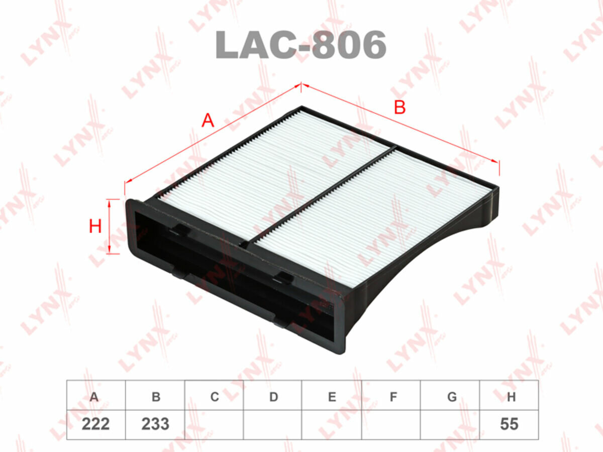 Lac-806 Фильтр Салонный Lynxauto (LYNX LAC-806)