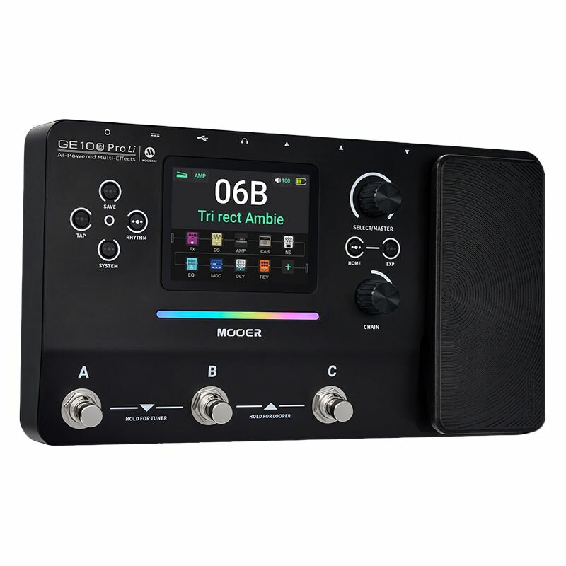 GE100 Pro Li мультиэффект-процессор для гитары, 3.5-дюймовый экран, поддержка приложения и ПК-редактирования, для сцены и записи
