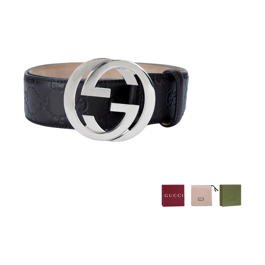 GUCCI INTERLOCKING ремни из холщовой кожи мужские ширина 4 см 90