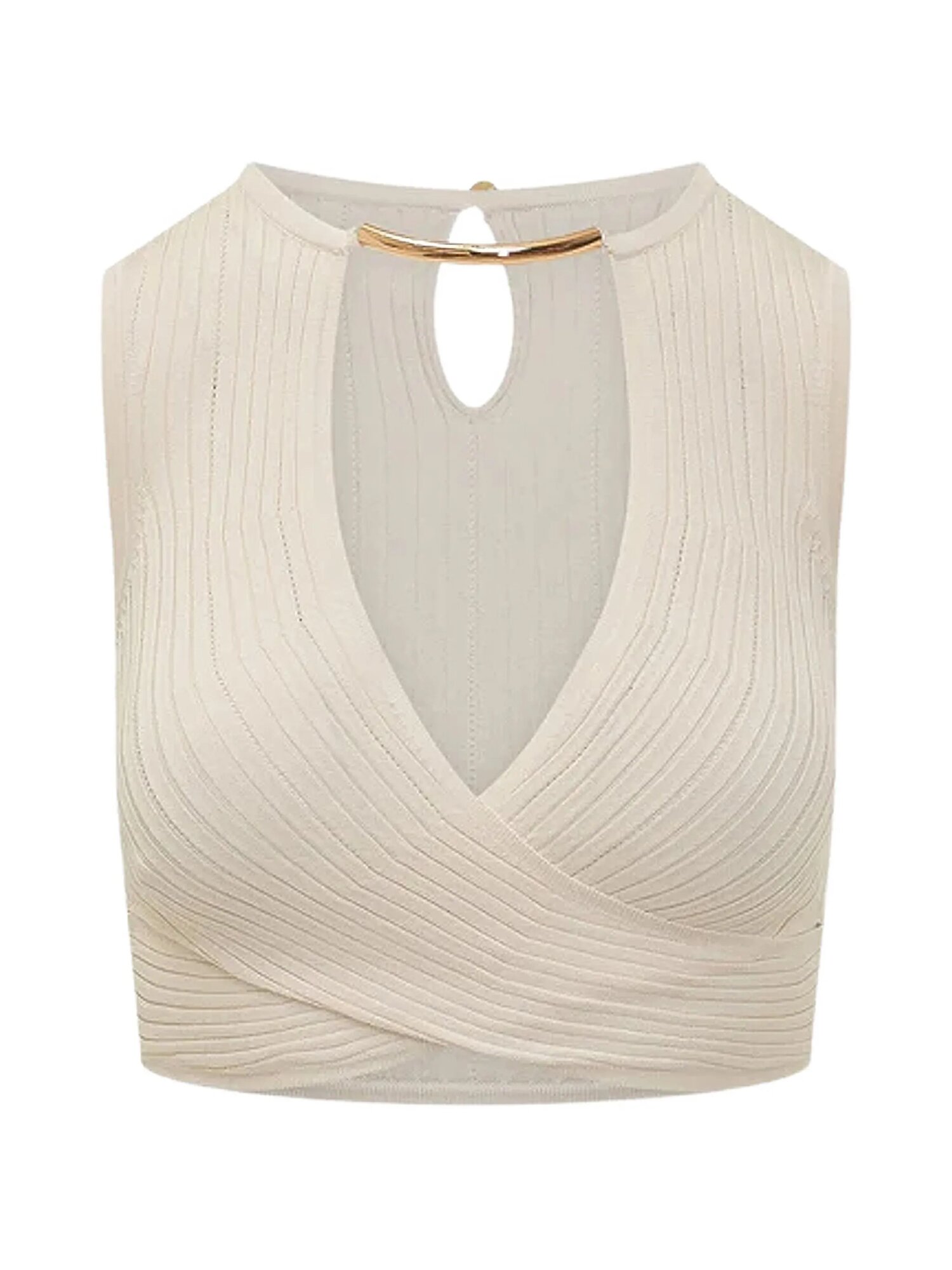 Блуза Elisabetta Franchi Ribbed-knit crossover blouse