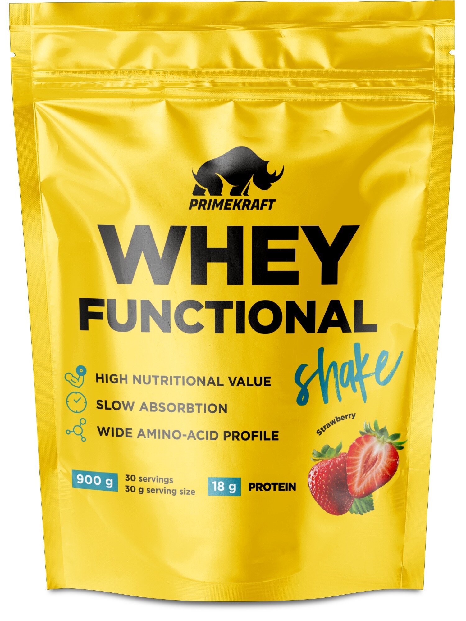 Сывороточный протеин PRIMEKRAFT Whey Functional 900 г, Клубника