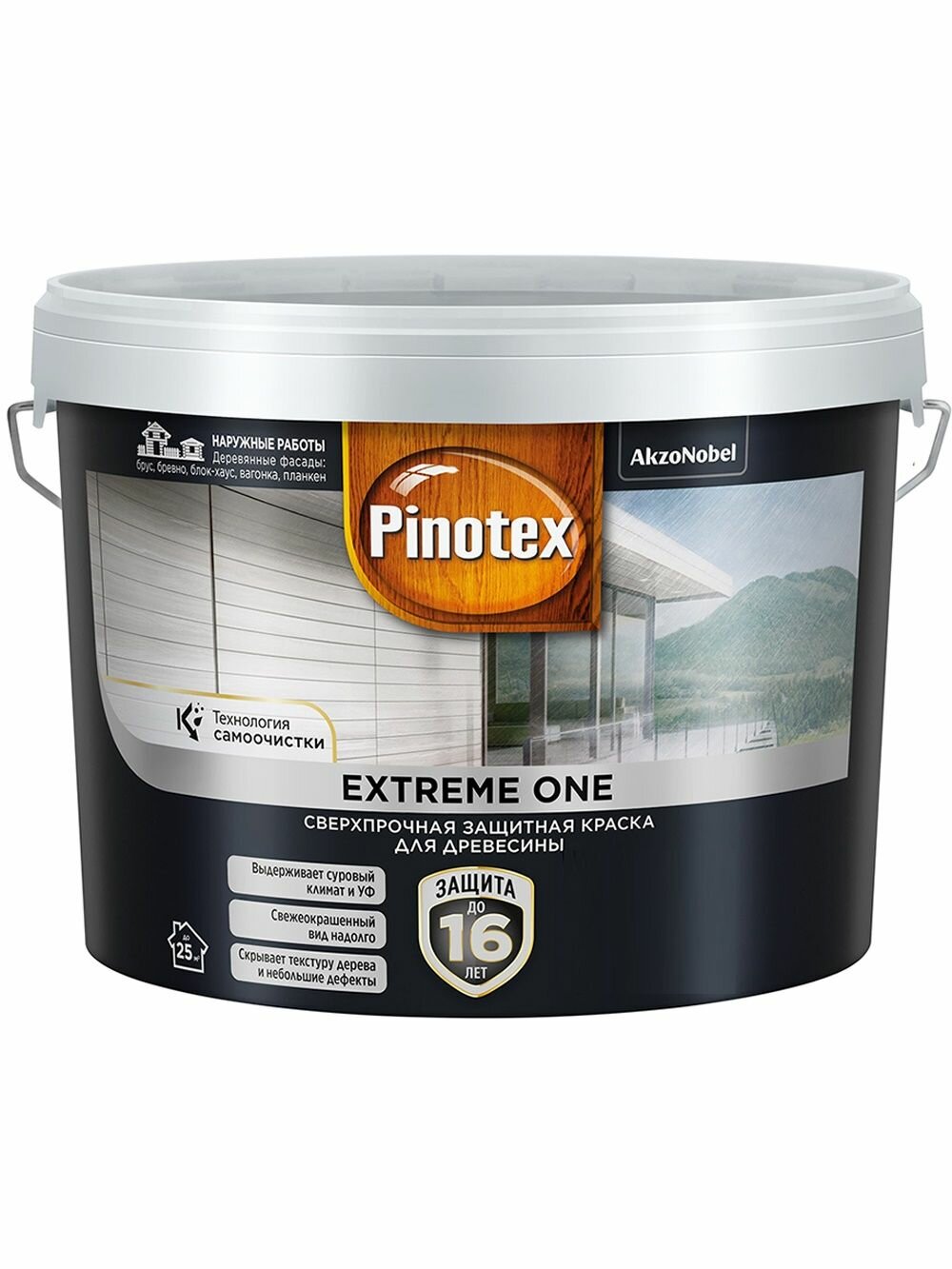 Краска для деревянных фасадов акриловая Pinotex Extreme One база BC полуматовая 2.35 л