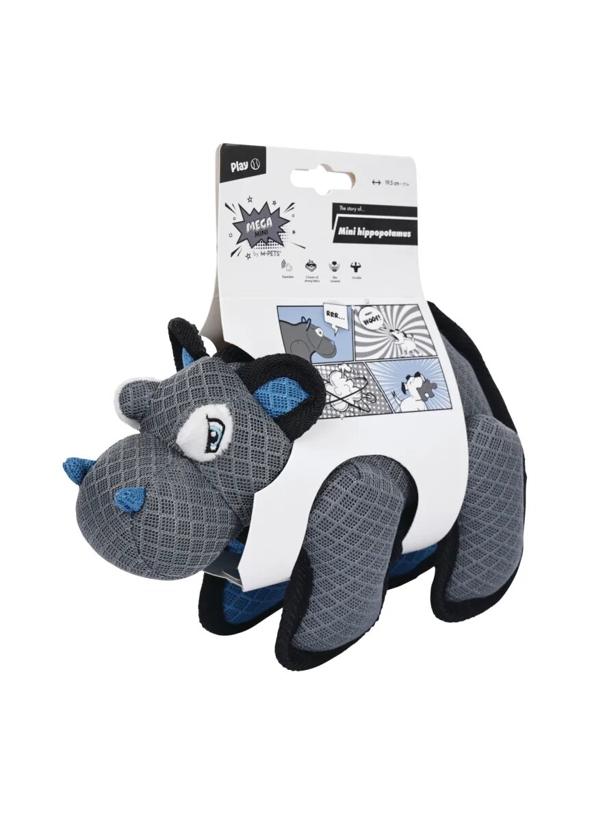 Игрушка для собак M-PETS MEGA MINI "Бегемот", суперпрочная, серая — фото 1