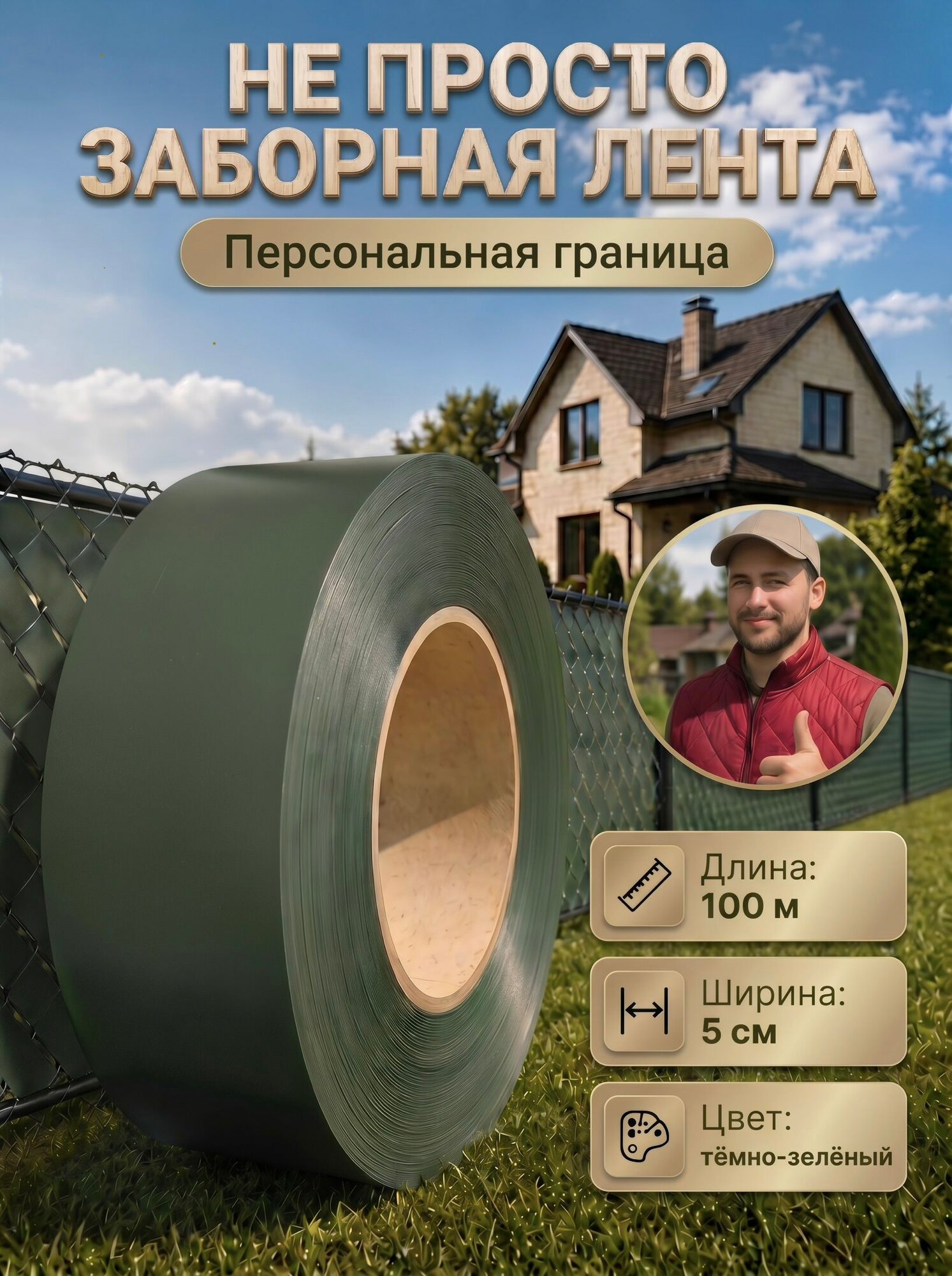 Лента для забора ПВХ 100 м для сетки рабицы 2D 3D забор цвет зеленый, темно зеленый, хаки