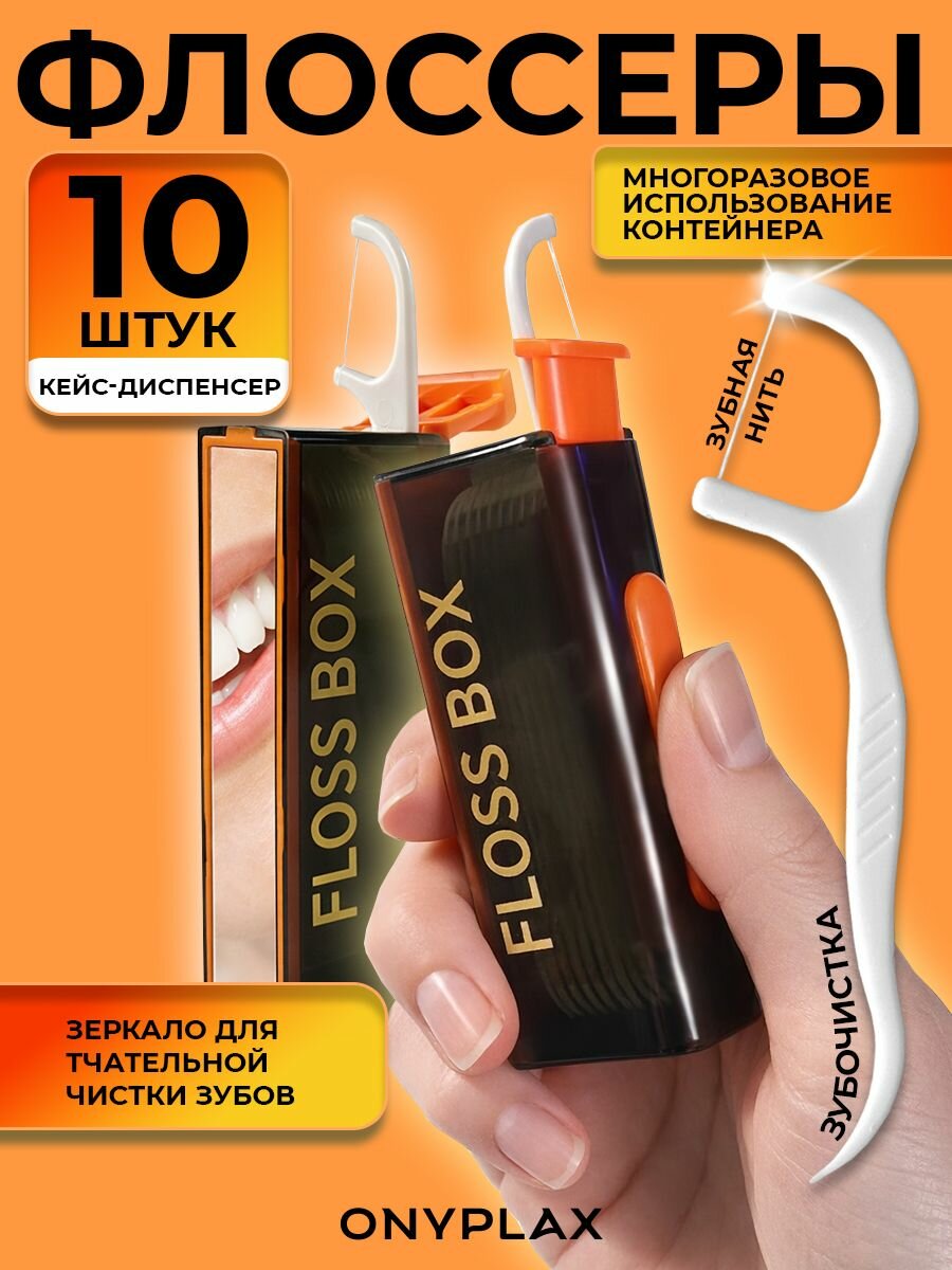 Кейс для флоссеров зубной нити с держателем с кейсом у которого есть зеркало