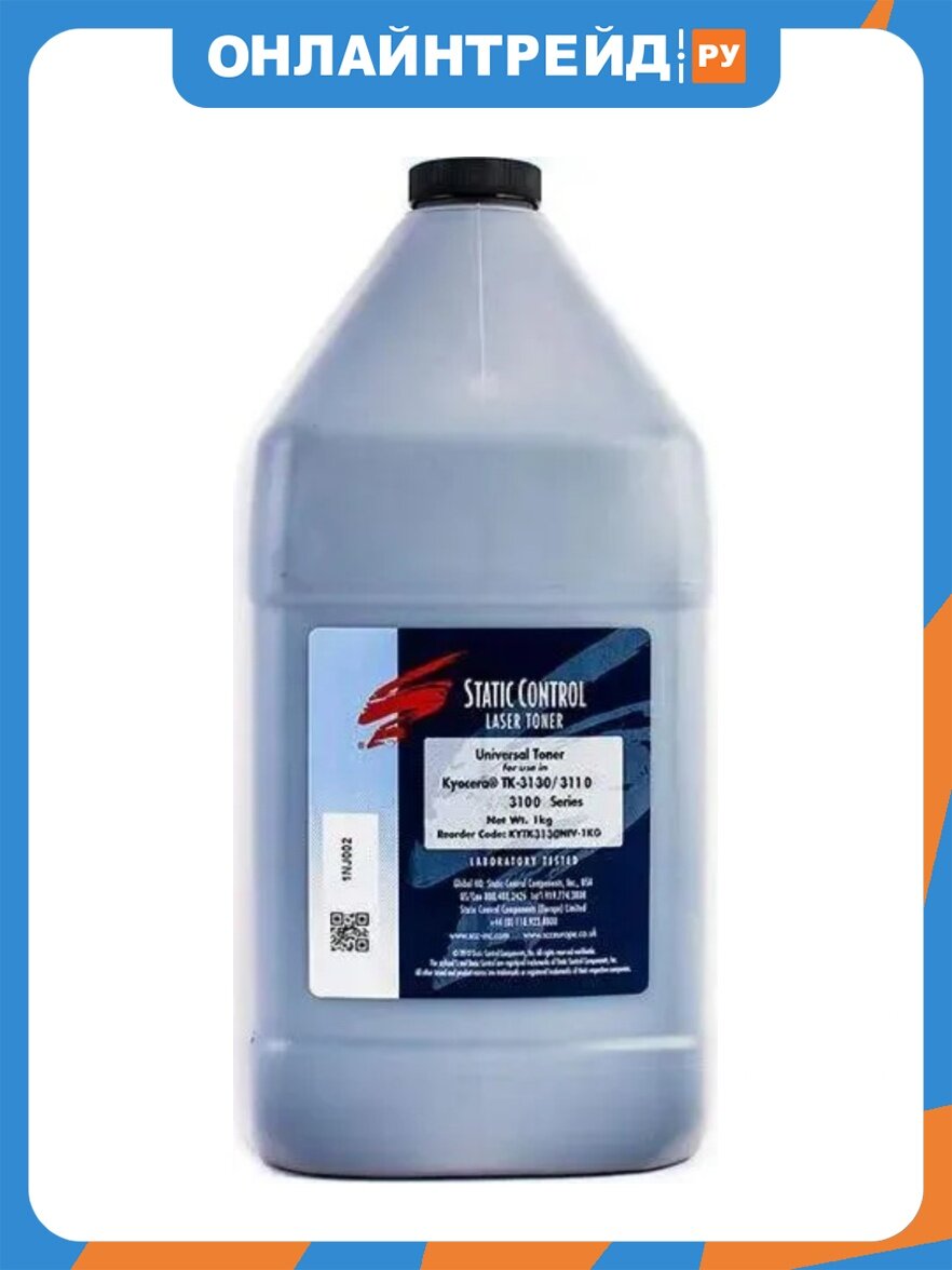 Тонер Static Control KYTK3130UV1KG2 черный флакон 1000гр. Kyocera FS4100/4200/4300DN для принтера