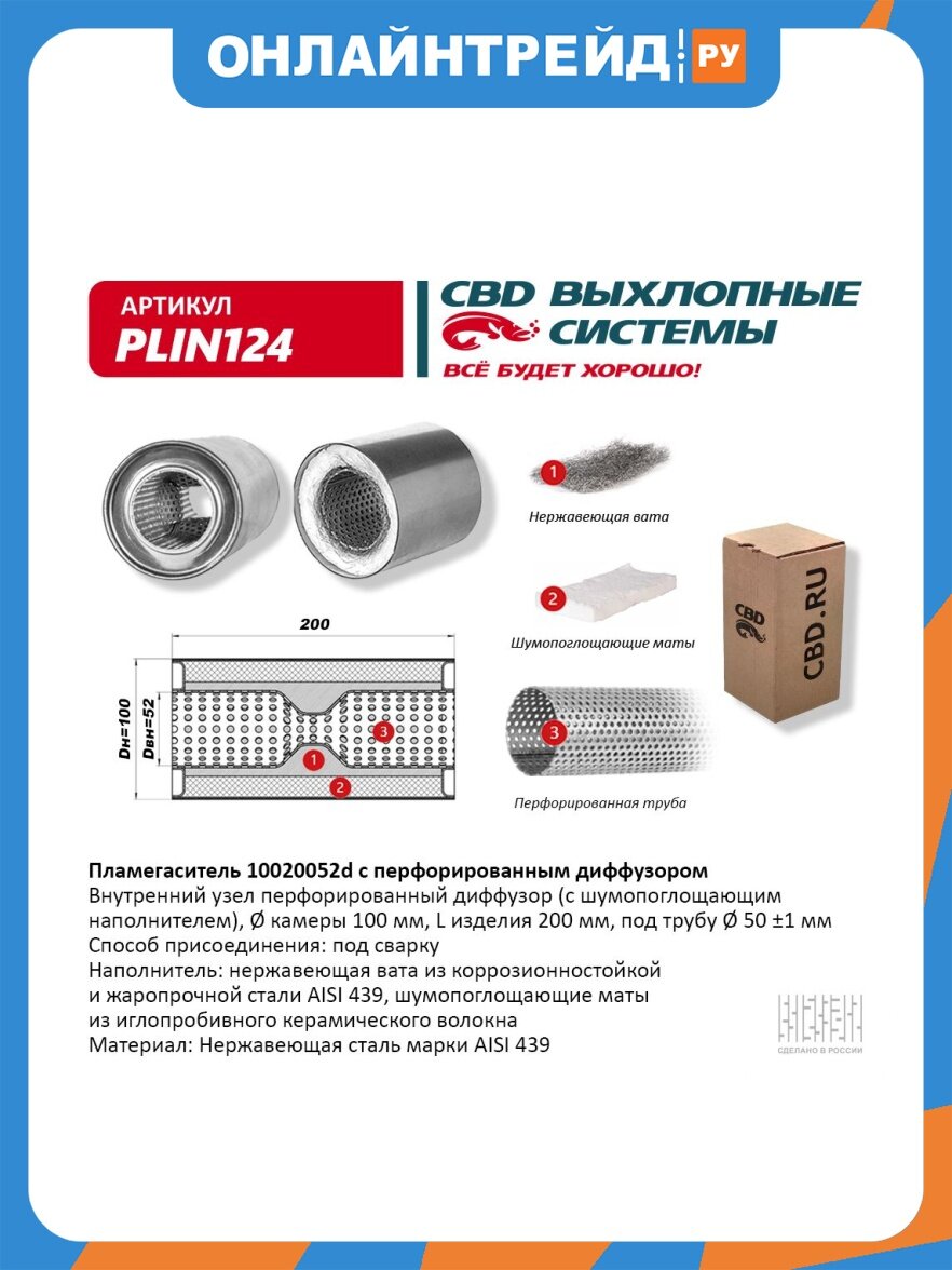 Пламегаситель Cbd с перфорированным диффузором, PLIN124