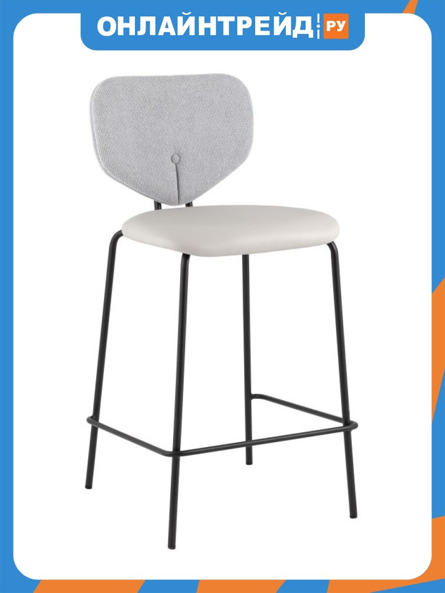 Стул полубарный Stool Group Masey, серый, с серой экокожей