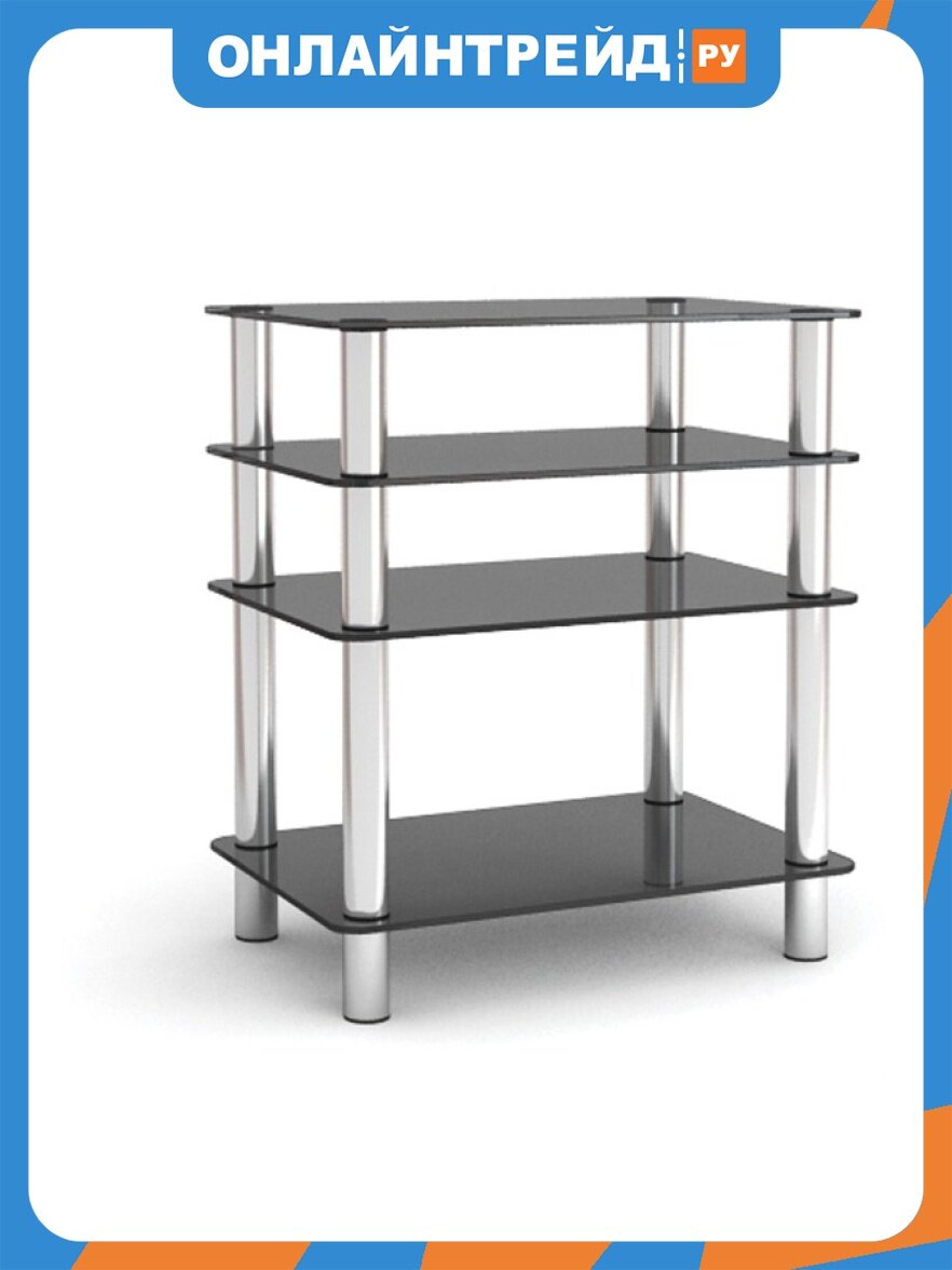 Стойка для аппаратуры Metaldesign MD 108 - 4, ножки - хром, стекло - дымчатое (2 коробки)