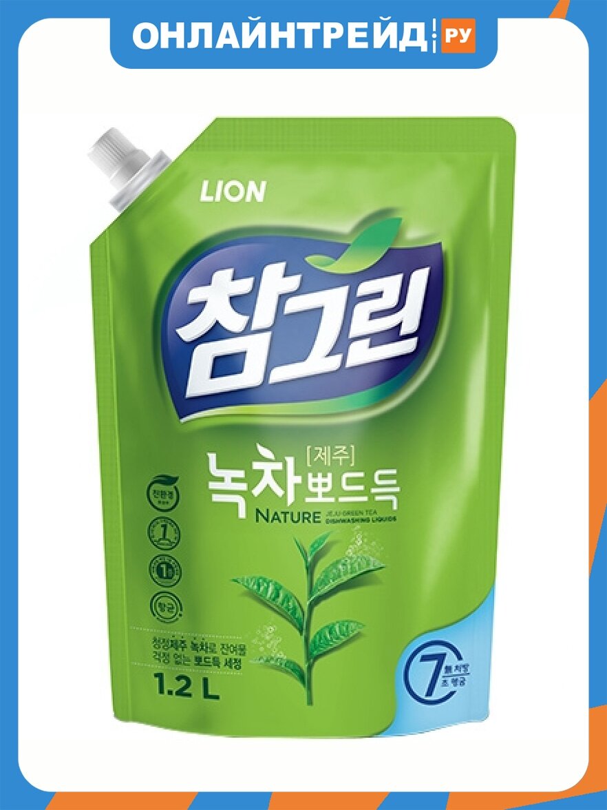 Средство для мытья посуды Lion Chamgreen Зеленый чай, 1.2 л