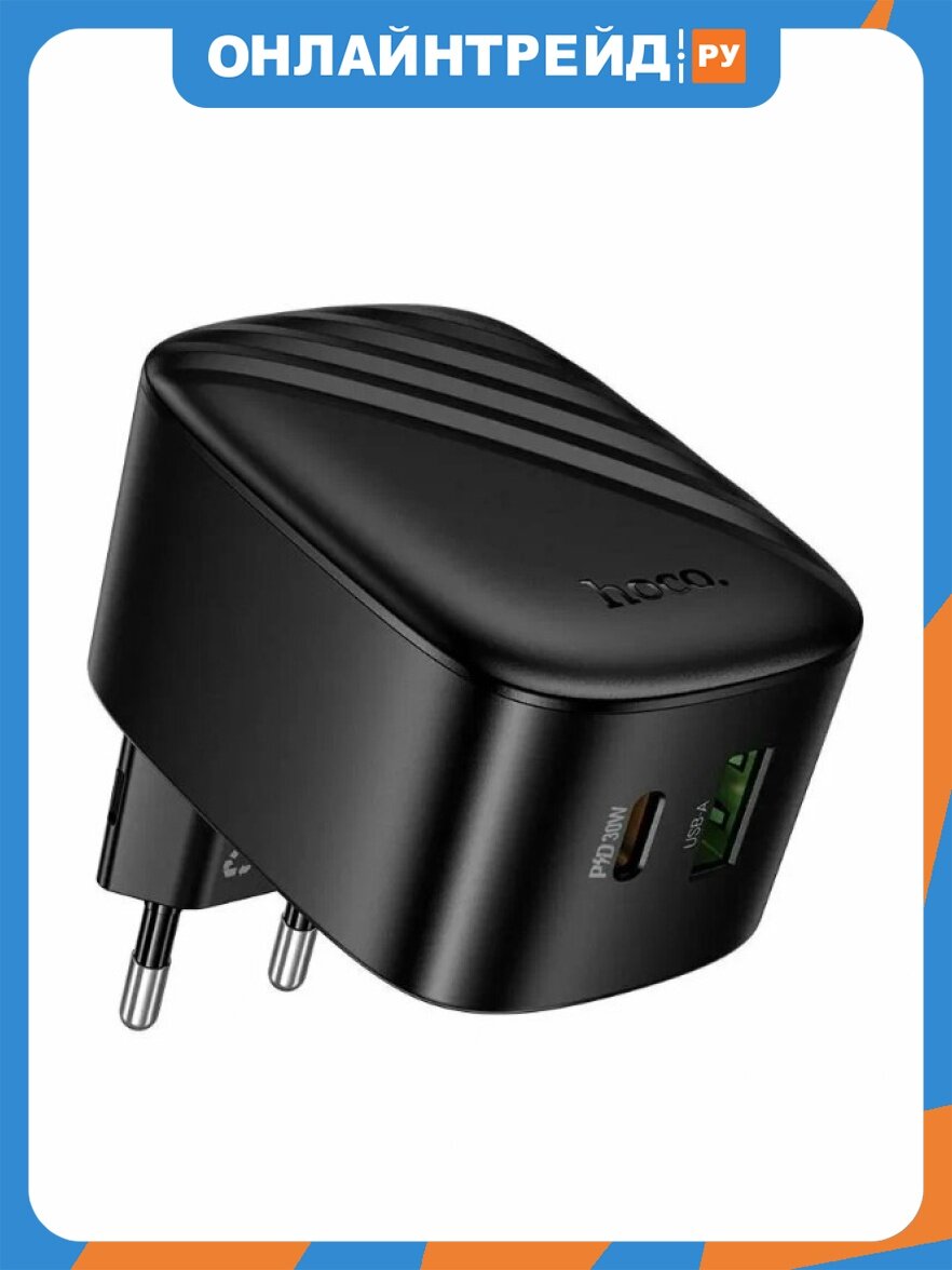 Зарядное устройство Hoco CS102A, 30Вт, 3А, QC3.0/PD, 1xUSB, 1xType-C, черный