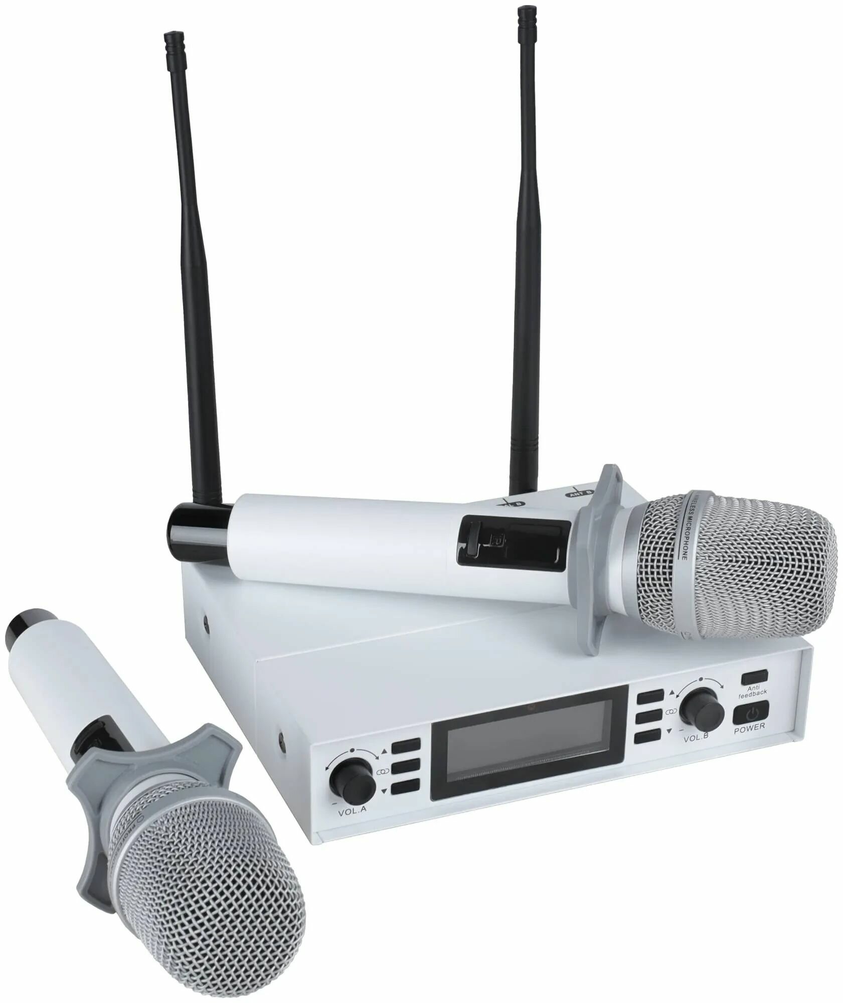 Микрофонная радиосистема Axelvox DX800SW UHF 650–758 MHz, цифровая, ручной микрофон (2 шт.), LCD дисплей, DSP, подавитель обратной связи