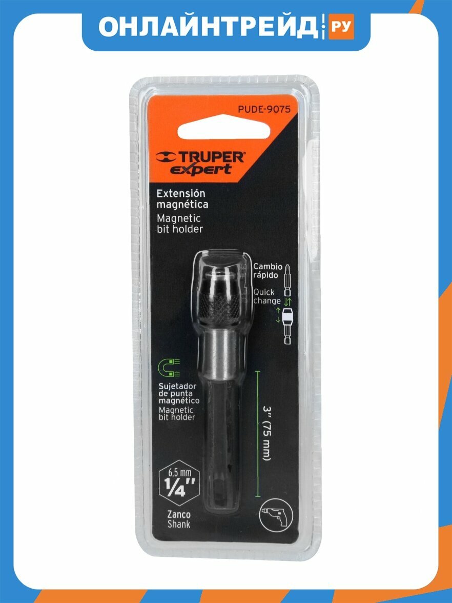 Магнитный держатель для бит Truper PUDE-9075 11873, 75 мм
