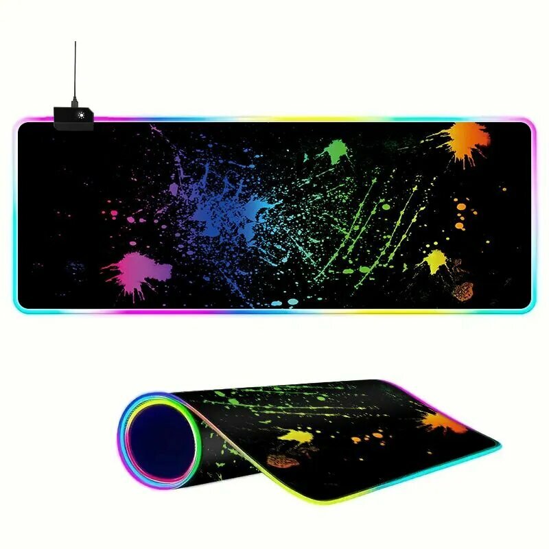 GanE Коврик для мышки M, фиолетовый, лазурный, 90x40 см, RGB подсветка