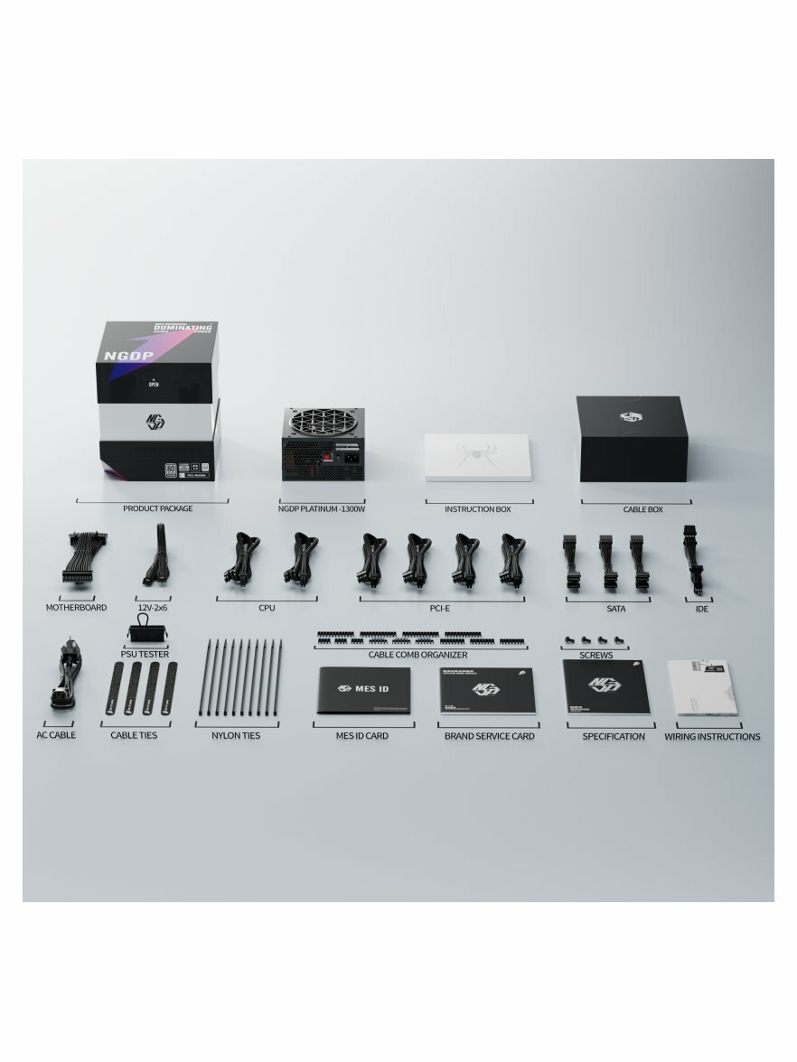 Блок питания 1STPLAYER NGDP, 1300W, 80+ Platinum, ATX3.1 (HA-1300BA3-BK) черный
