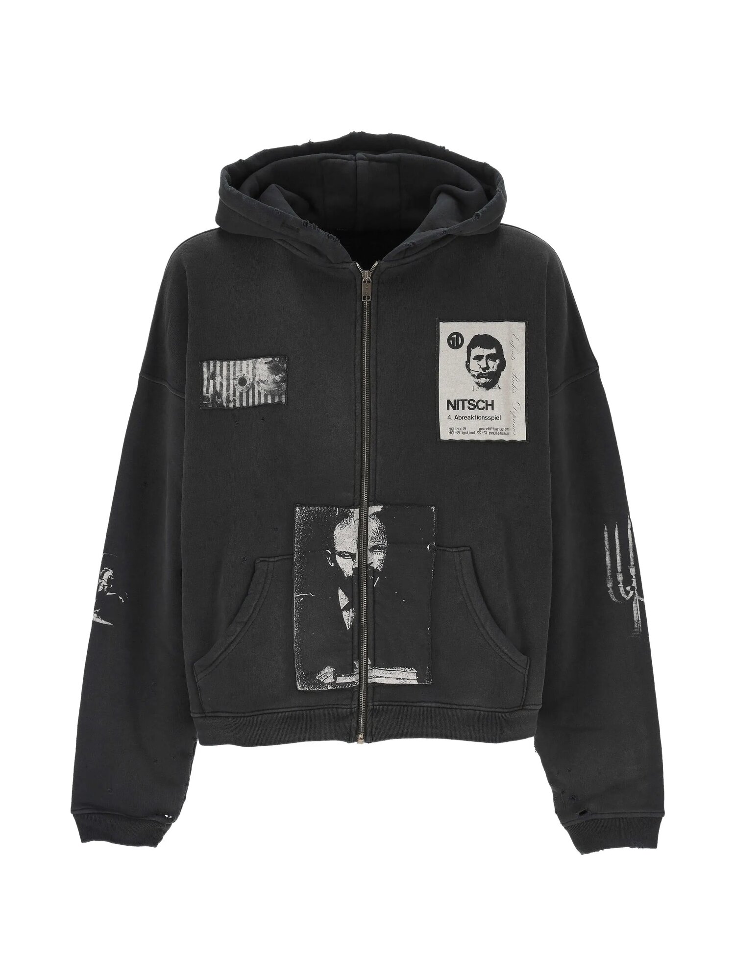 Худи Patchwork-print zip-up hoodie