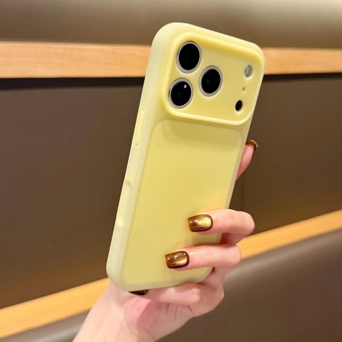 Модный силиконовый чехол-желе конфетных цветов с эффектом кожи для iPhone17 Про, Желтый, Yellow