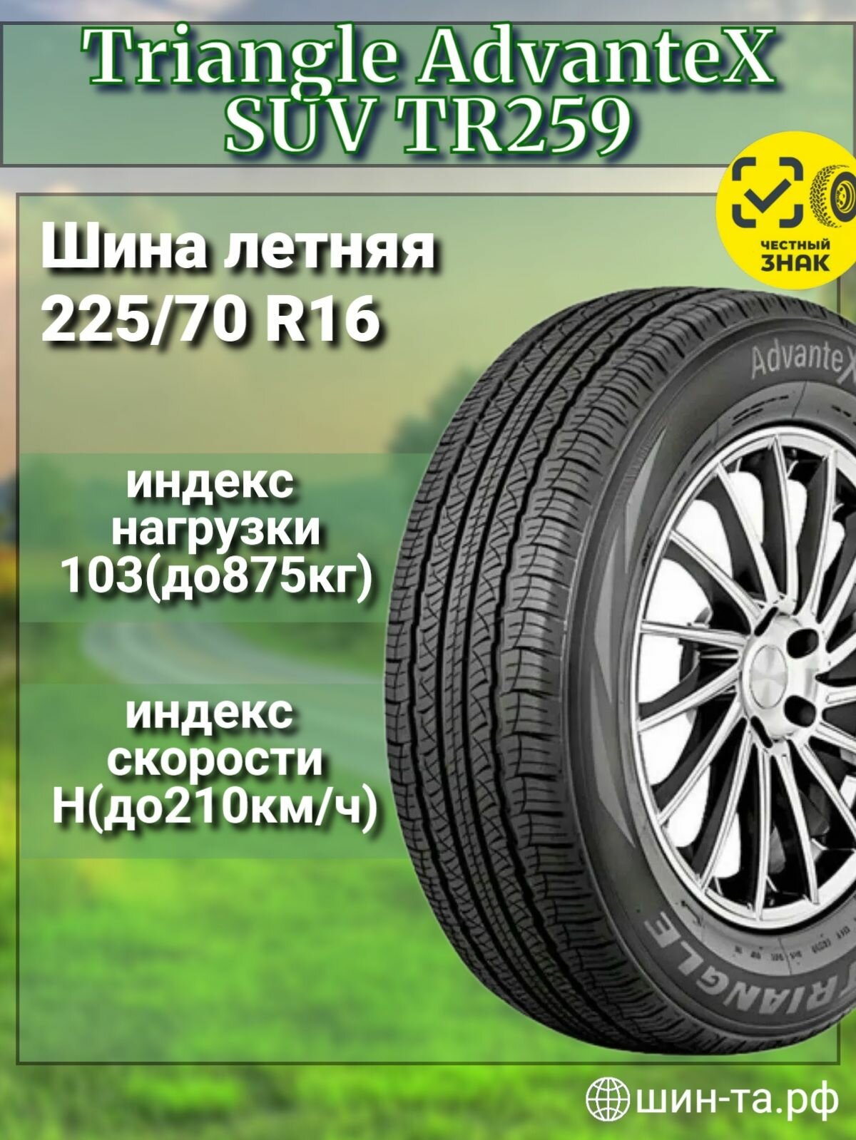 Шина легковая летняя Triangle AdvanteX SUV TR259 225/70 R16 103H