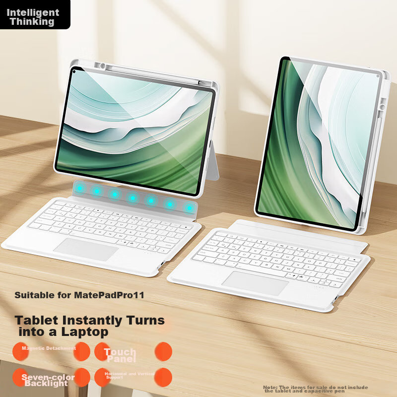 Клавиатурный чехол Zhisihui с магнитным съемным креплением для Huawei MatePad Pro 11 дюймов с подсветкой Цвет：Белый