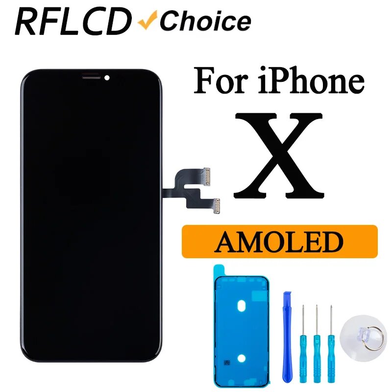 AMOLED-дисплей для iPhone X, сенсорный экран, сменный модуль дигитайзера, панель LCD для AMOLED