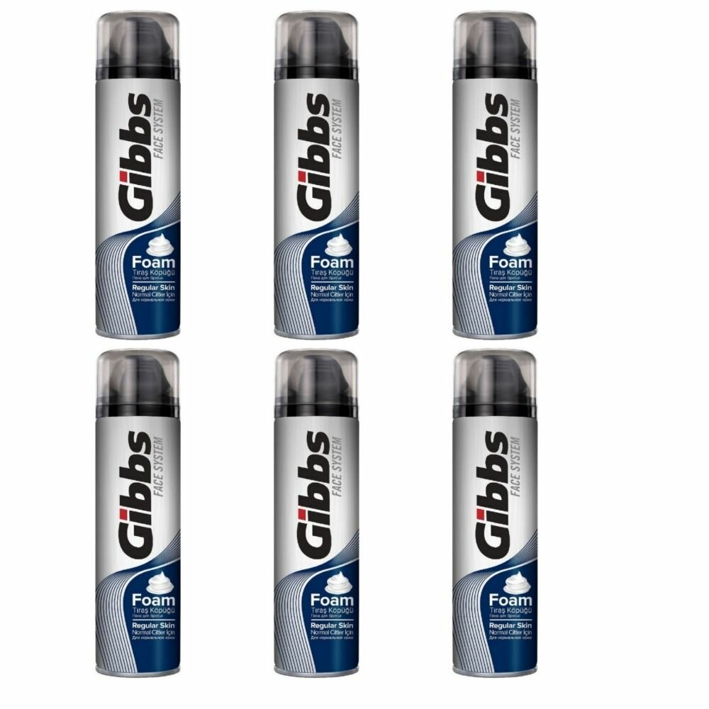 Gibbs пена для бритья Regular, 200 мл, 6 шт
