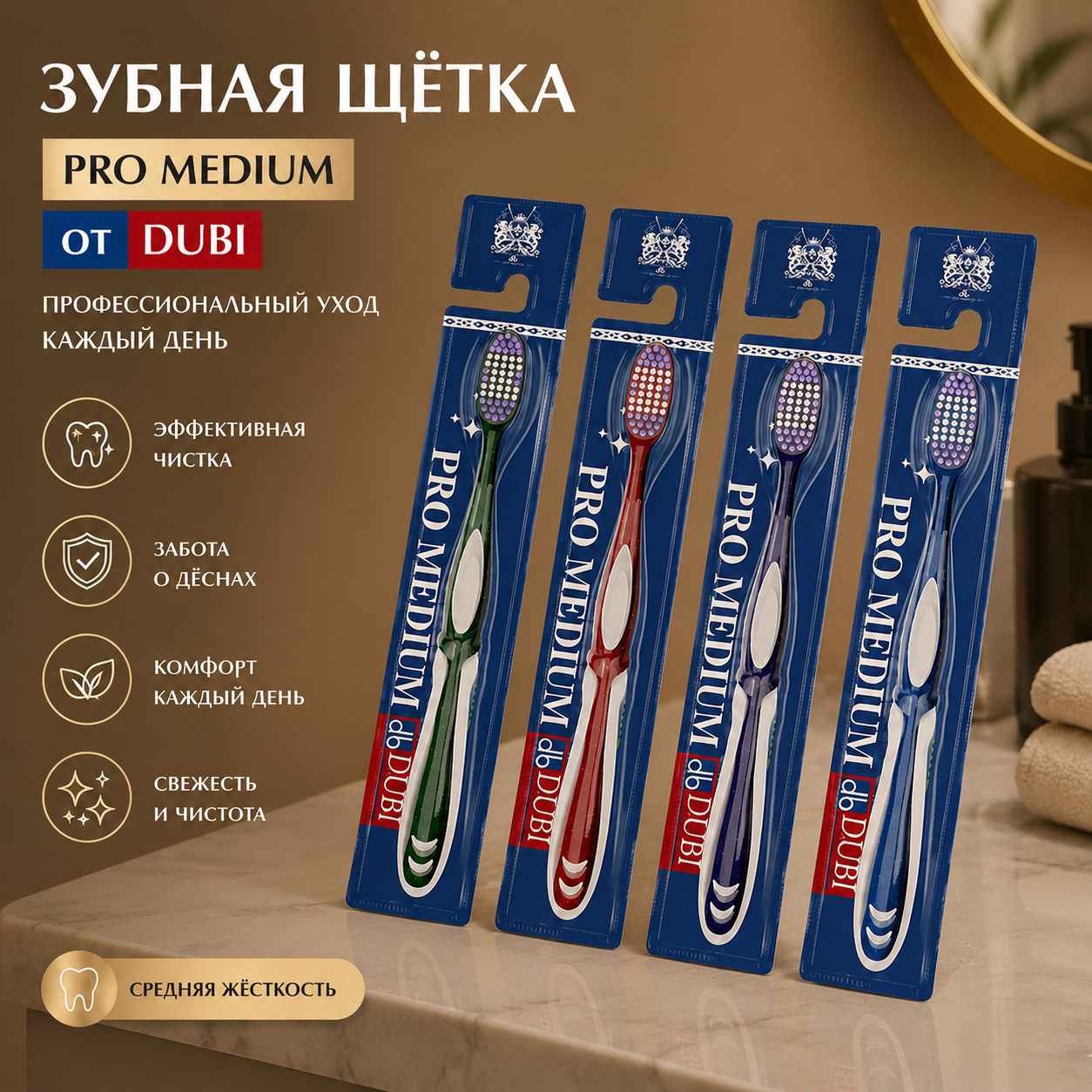 Зубная щетка щетка president exclusive 6 mil щетинки защита