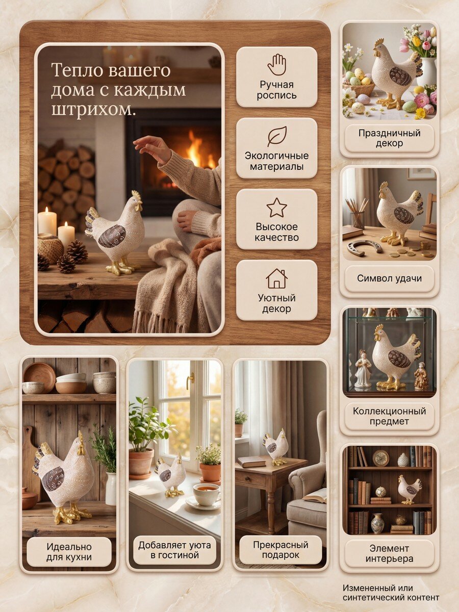 Фигурка декоративная "Курица", L18 W10,5 H22 см