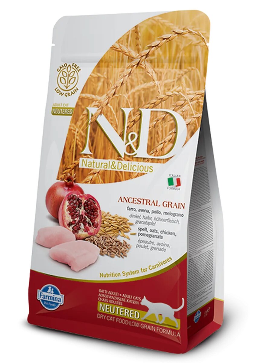 Корм N&D Ancestral grain низкозерновой, для стерилизованных кошек курица 300г