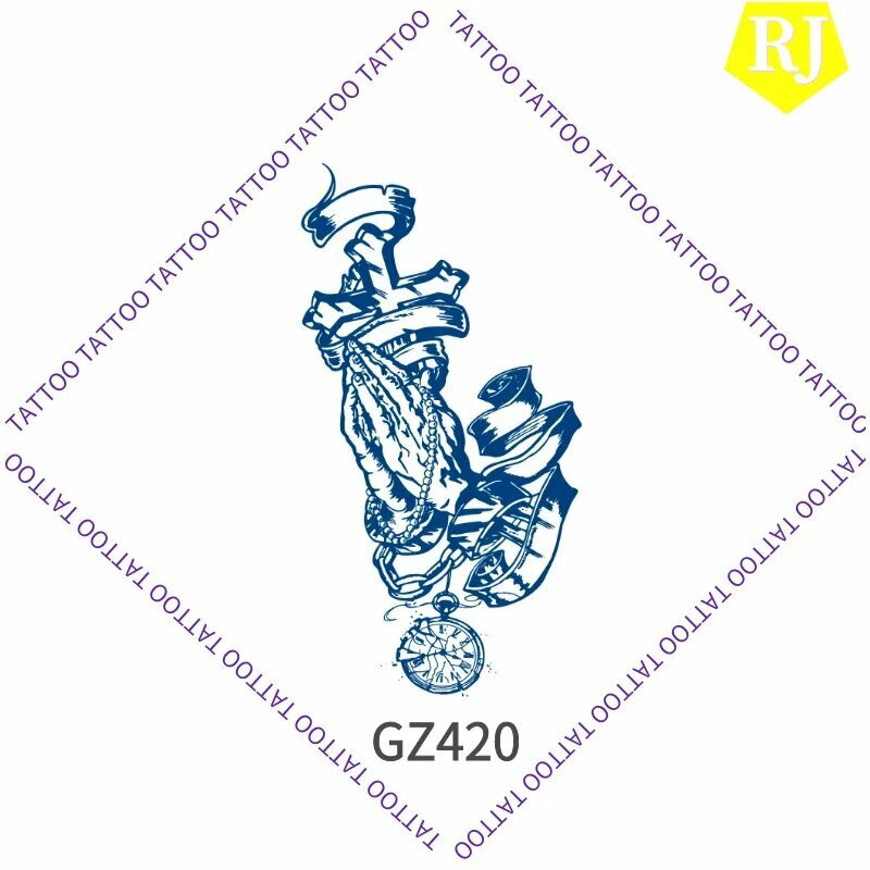 Временная татуировка сок гардении 18х11 см GZ-420