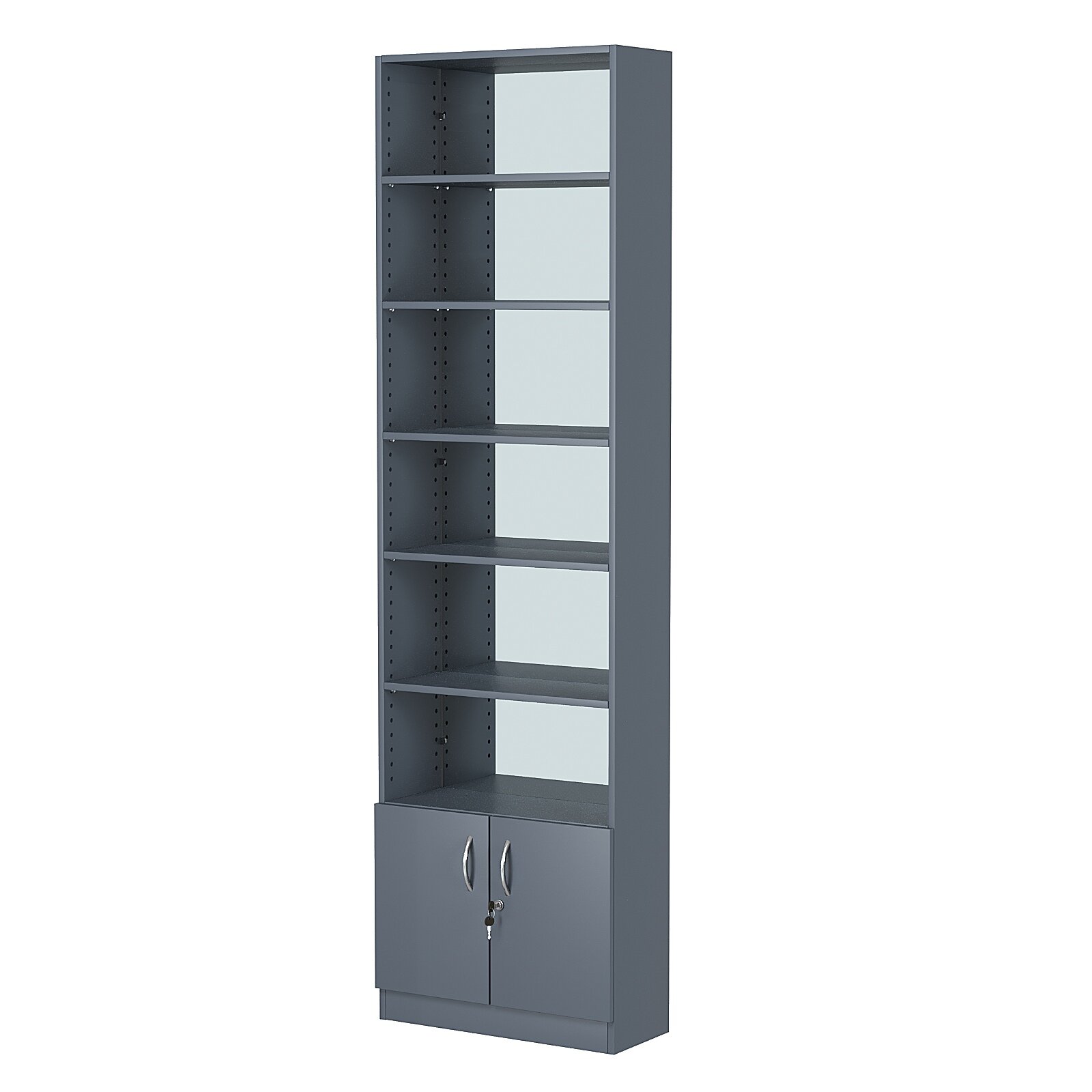 Стеллаж из ДСП с 5-ю полками 250x600 мм серии LEVEL-5 №4-2 (З/C - зеркало), Темно-Серый