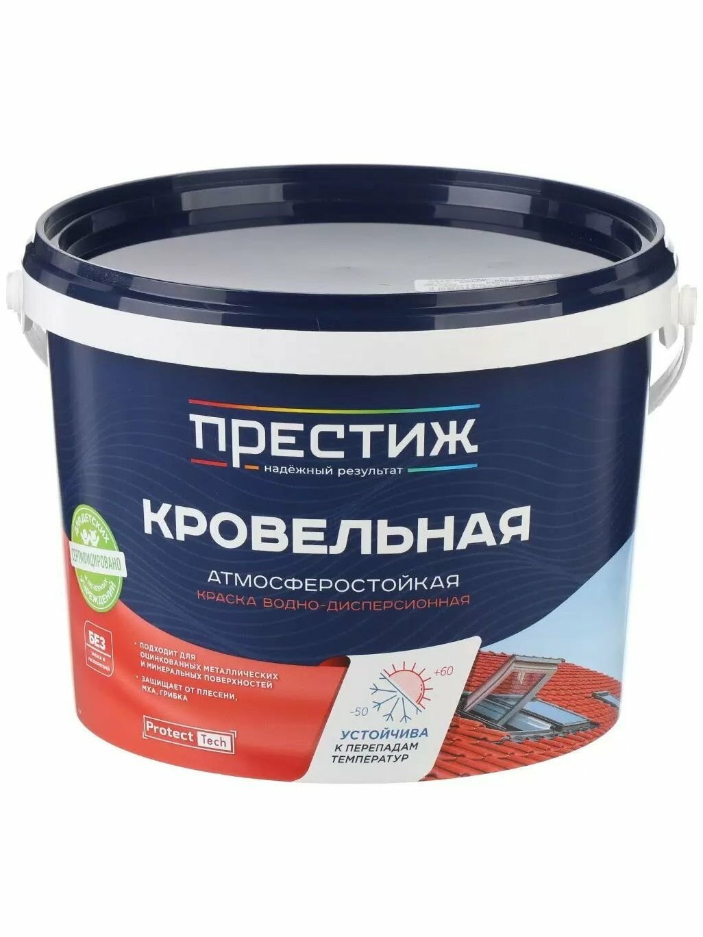 Краска кровельная Престиж акриловая водно-дисперсионная матовая сигнальный белый RAL-9003 2 кг для крыш и металла