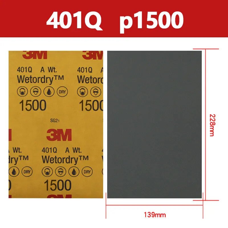 3M 401Q p1500, 10шт, шлифовальная бумага