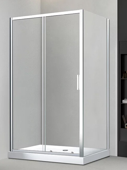 Душевой уголок Veconi Rovigo RV-046 150x100x195, профиль матовый хром, стекло прозрачное