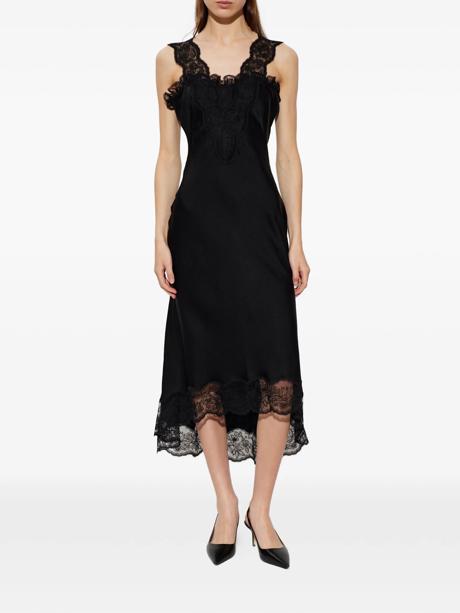 Платье Alexander McQueen Lace-insert midi dress, размер 42 — фото 1