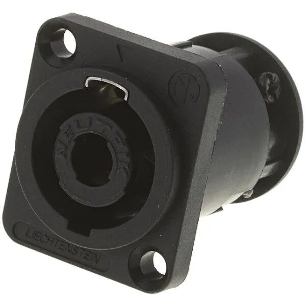 Neutrik NL4MP-ST Панельный разъём Speakon 4-контактный, штекер, винтовой зажим, 30А, тип-D, черный